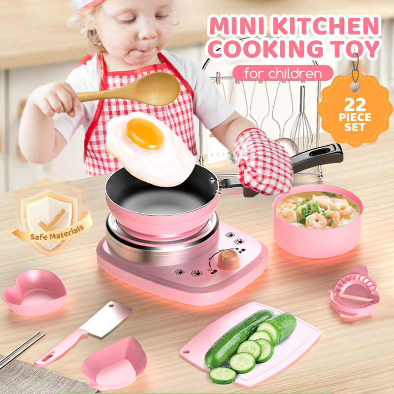 🎁[Best Gift For Kid]🍳Children's Real Cooking Mini Kitchen Toys - 22 PC ...