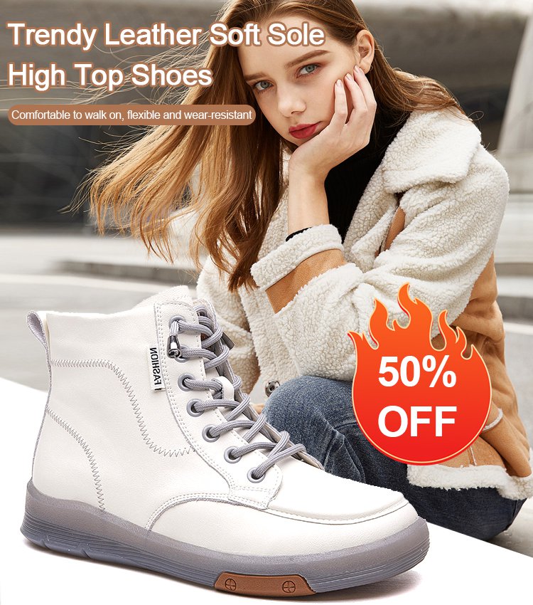 Trendy Leather Soft Sole High Top Shoes for Women – ashbtop